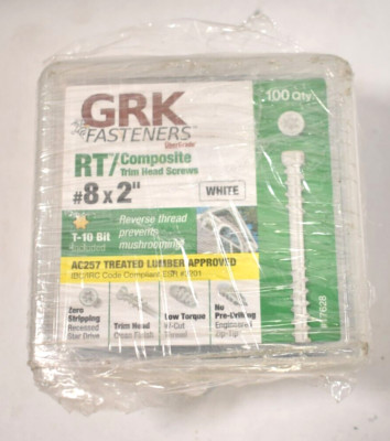 GRK Fasteners #8 x 2" Screws 100 Pack White Trim Handypack 17628 RT ...