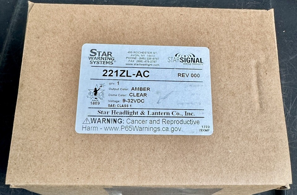 Star 221ZL-AC Super Low Profile Class 1 Beacon. Perm Mount Amber LEDw ...
