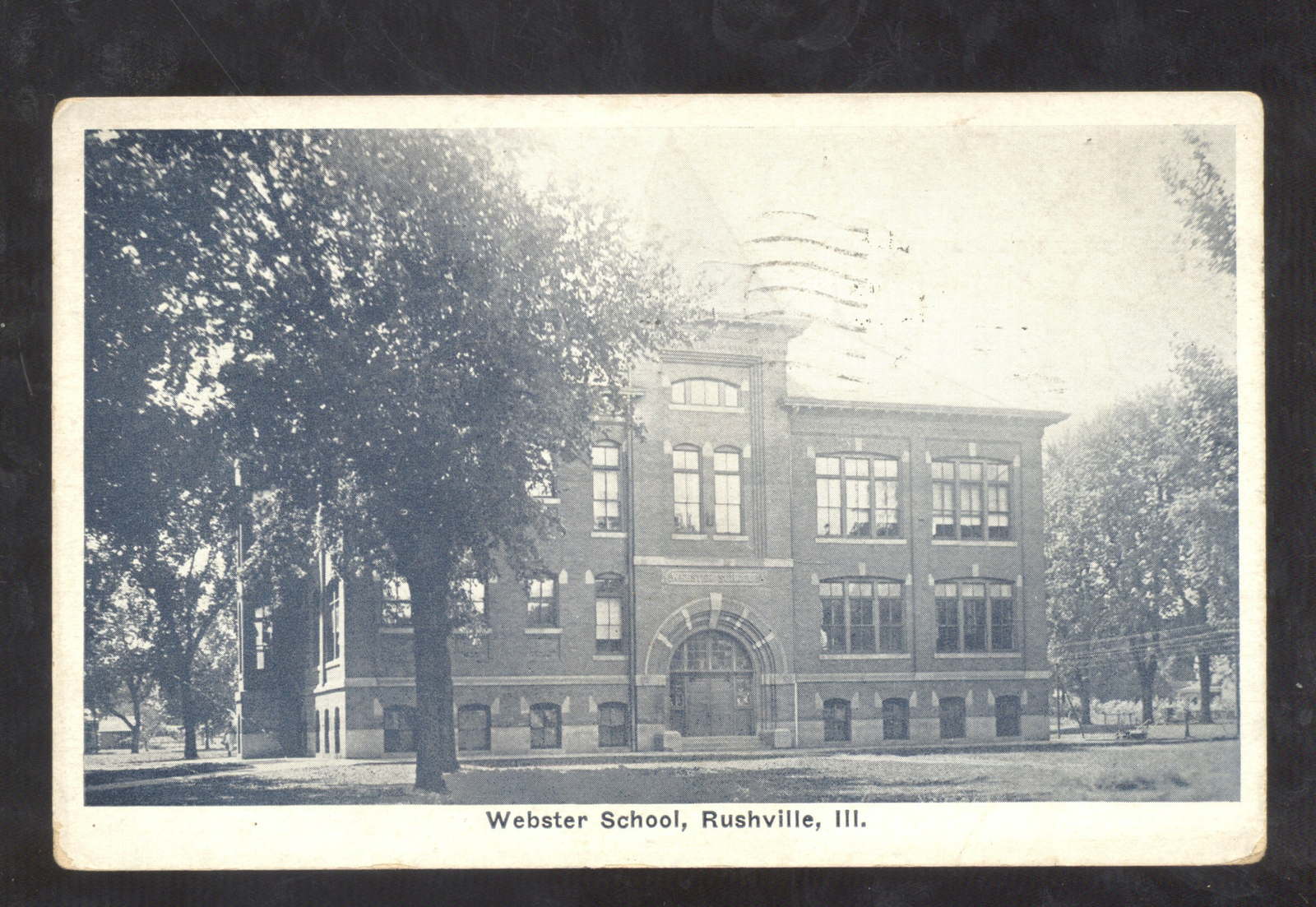 RUSHVILLE ILLINOIS WEBSTER SCHOOL BUILDING VINTAGE POSTCARD BENES ...
