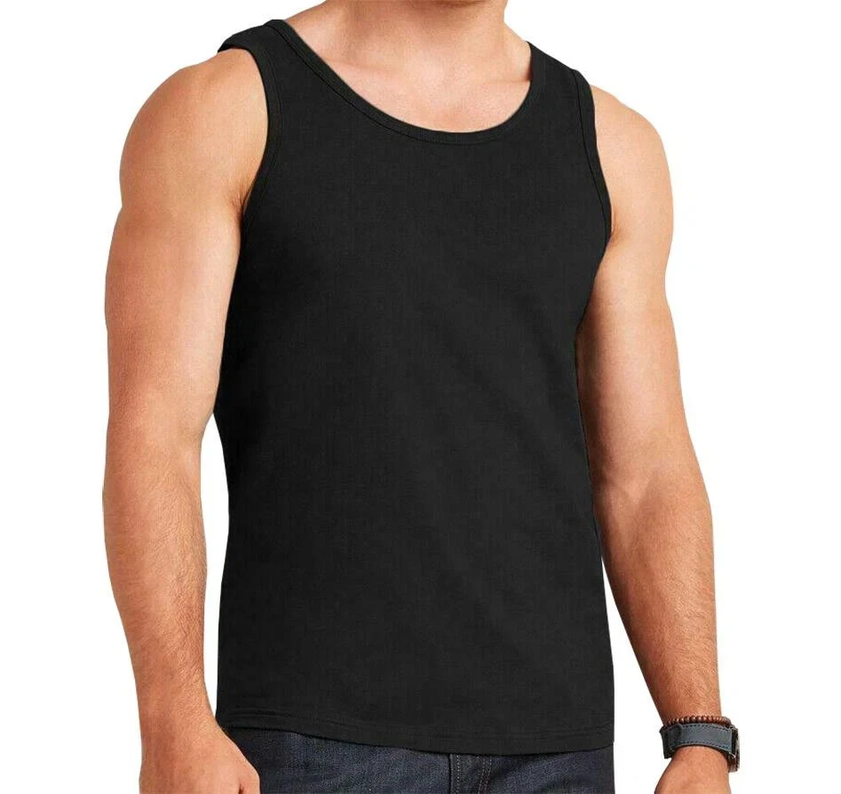 Men Vest Tops Classic 100% Plain Cotton Vests Summer Training Gym Tank ...