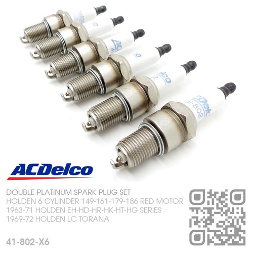 ACDELCO DOUBLE PLATINUM SPARK PLUGS 6 CYL 161-186 RED MOTOR [HOLDEN LC ...