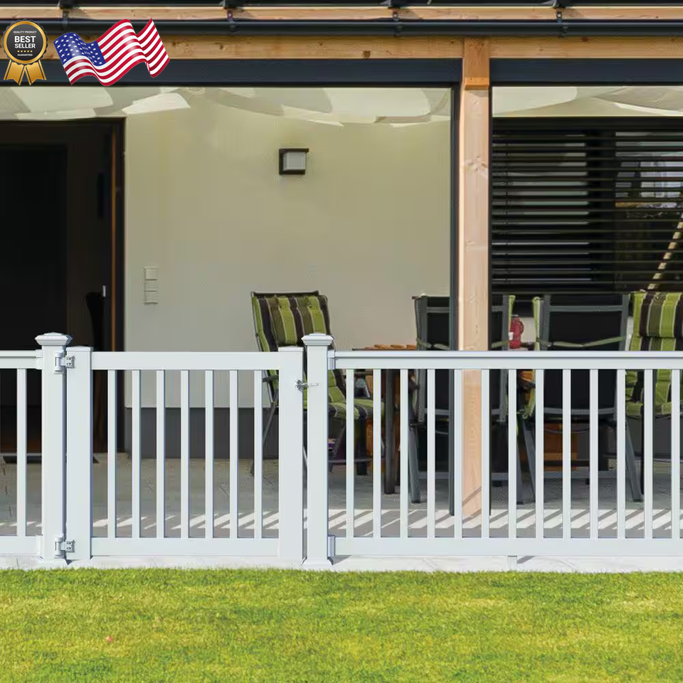 36 In. to 48 In. Traditional White Poly-Composite Rail Gate Kit with ...