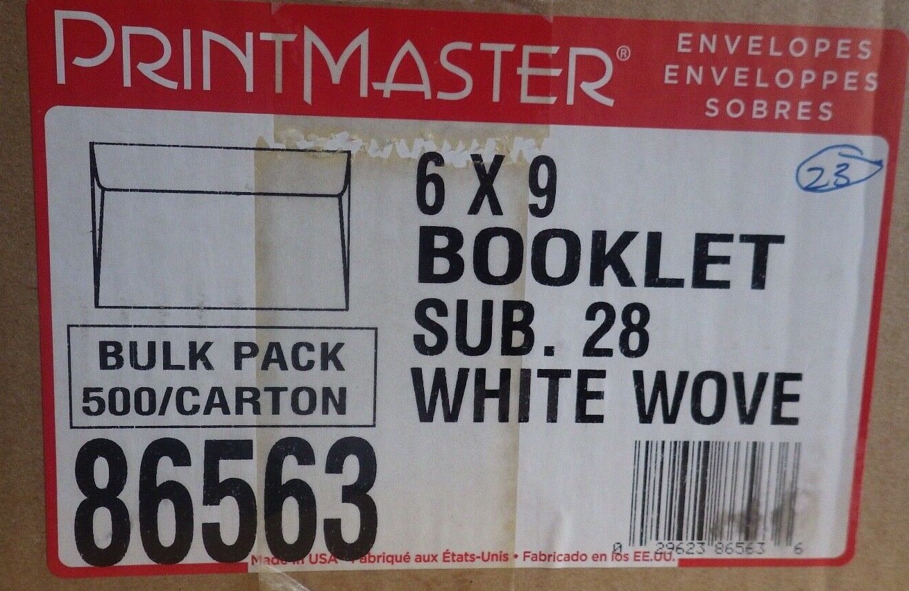 500 PrintMaster® 86563 White Wove 6 x 9 Booklet Envelope Sub 28 | eBay