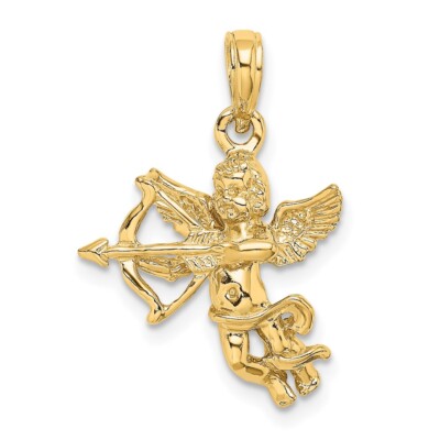14k Yellow Gold Cupid w/Bow and Arrow Charm Pendant Gift For Women 2 ...