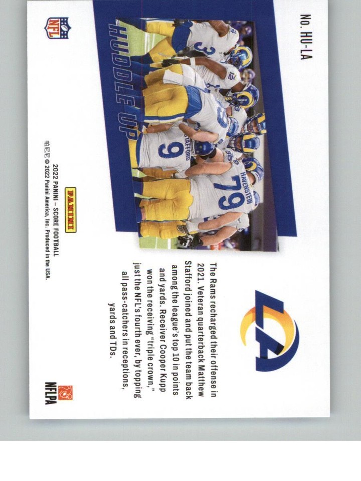2022 Score Los Angeles Rams HU-LA Huddle Up Los Angeles Rams | eBay