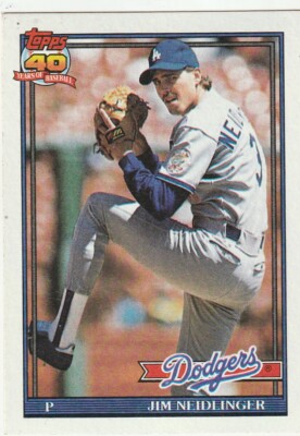 FREE SHIPPING-MINT-1991 Topps Jim Neidlinger #39 DODGERS-40 YEARS OF ...