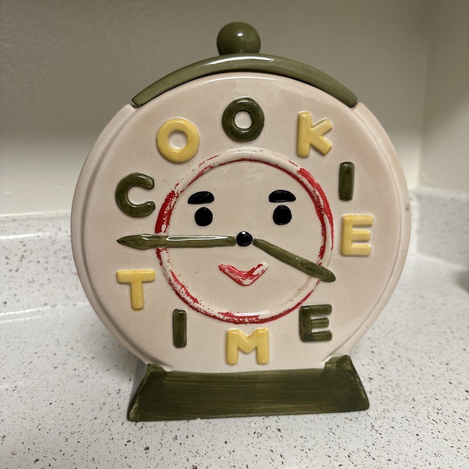 Vintage Cookie Time Cookie Jar Classics By Jonal Co. Rare Cream & Green | eBay
