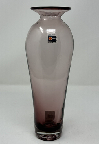 Vintage BLENKO 8310S Orchid Pink 10" Art Glass Vase Original Label ...