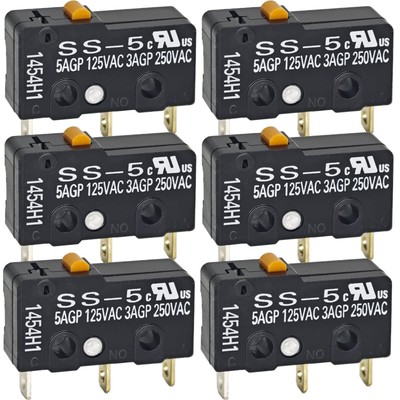 SS-5 Micro Switch Pack of 6 – Pin Plunger SPDT 5A 125VAC 3A 250VAC SS5 ...