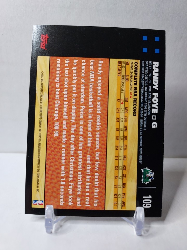 2007-08 Topps Basketball #109 Randy Foye Minnesota Timberwolves | eBay