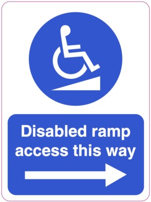 DISABLED RAMP ACCESS - RIGHT health and safety vinyl sticker 150 x ...