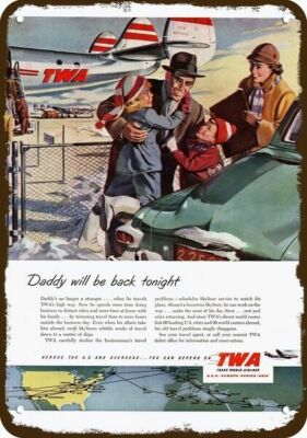 1951 TWA Airline Airplane Family Vintage-Look-Edge DECORATIVE REPLICA ...