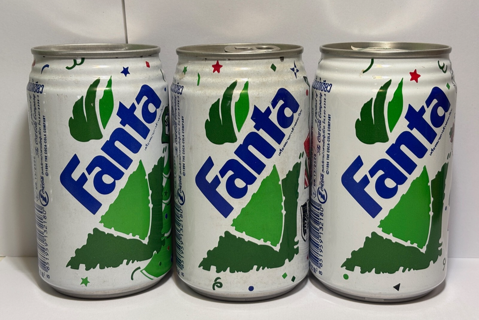 3 FANTA CAN Thailand vintage CHRISTMAS Xmas Tree Reindeer 325ml GREEN ...