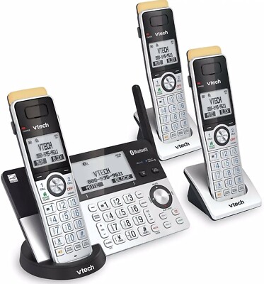 Vtech Super Long Range 3 Handset Cordless Phone IS8151-3 ‎Silver Black ...
