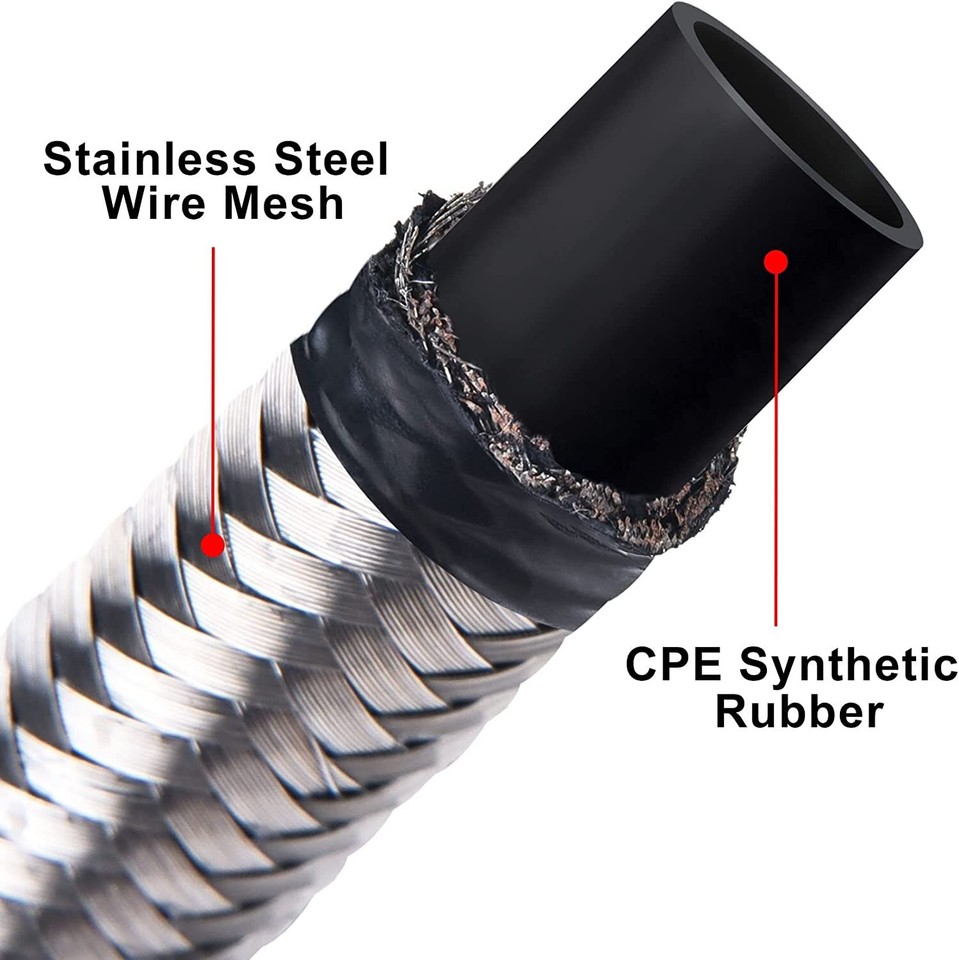 12AN Fuel Hose AN12 3/4" Universal Braided Stainless Steel CPE Oil Fuel ...