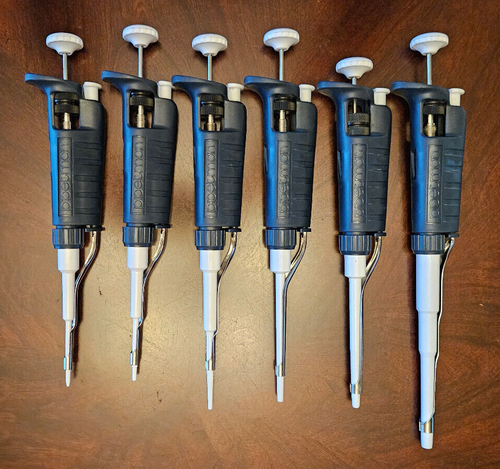 6 Gilson Pipetman Pipette Set P1000, 200, 100, 20, 10 & 2 Calibrated ...