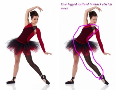 Child S Stretch Mesh Unitard One Legged, One Shoulder Dance Costume ...