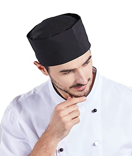 2Pcs Unisex Chef Skull Cap Adjustable Chef Beanie One Size Black Nets ...