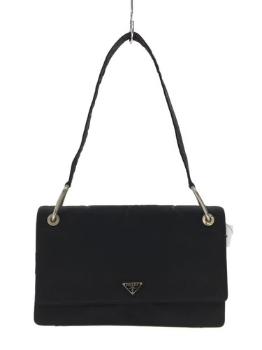 PRADA Square Flap Handbag One Shoulder Nylon Black Triangle Logo From ...