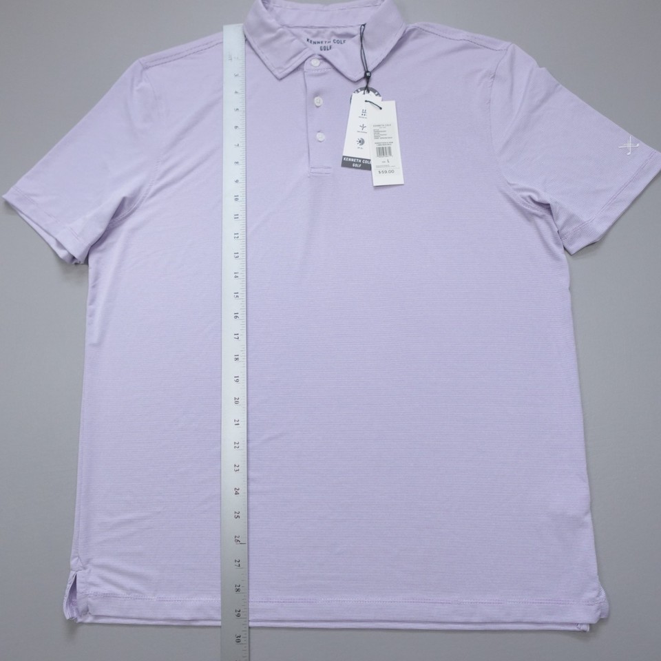 Kenneth Cole Golf Polo Shirt Micro Striped Orchid Heather Wicking UPF ...