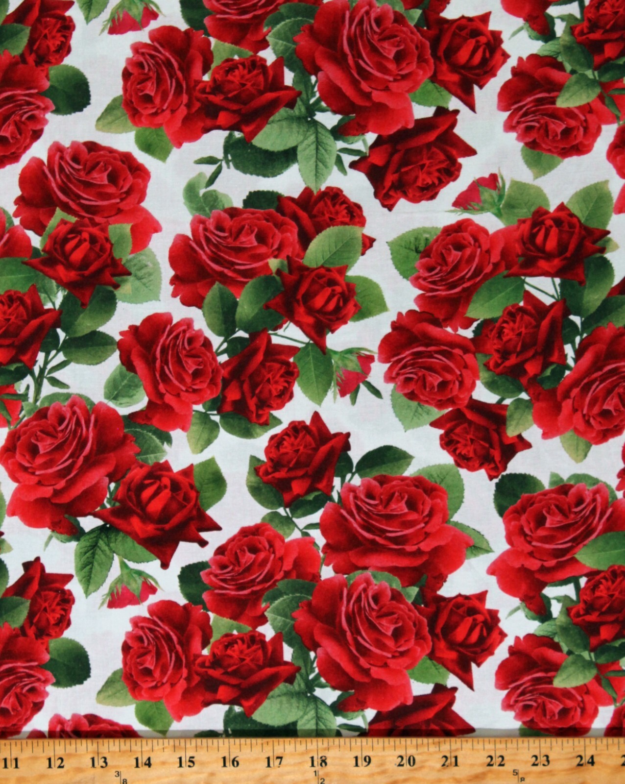 Cotton Red Roses Bouquets Flowers Vintage Rose Cream Fabric Print BTY ...
