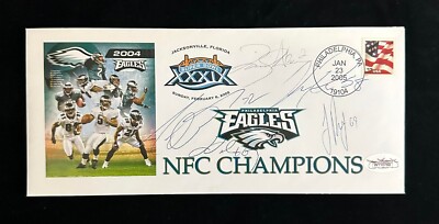 2004 NFC CHAMPS Signed Autographed CACHET Envelope Philadelphia Eagles ...