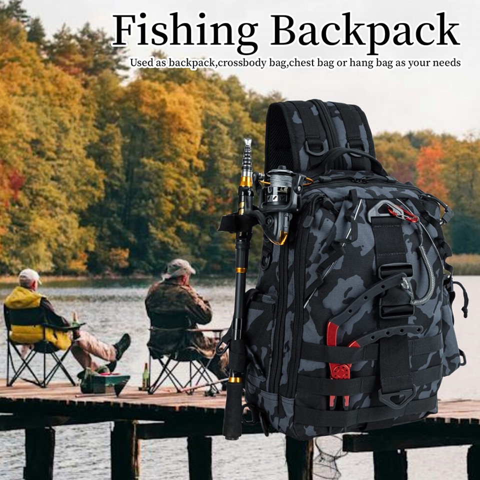 Camouflage Tactical Fishing Backpack - Waterproof Storage for Rods ...