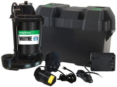 NEW WAYNE ESP25N BATTERY POWERED BACK UP SUMP PUMP KIT & SWITCH 12 VOLT ...