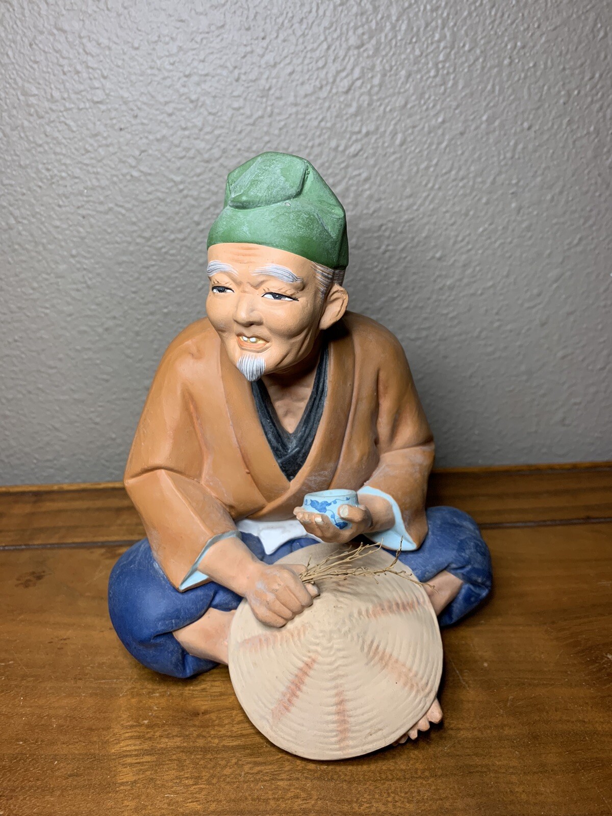 Vintage Hakata Urasaki Dolls Sitting Man With Hat Figurine Japan Clay ...