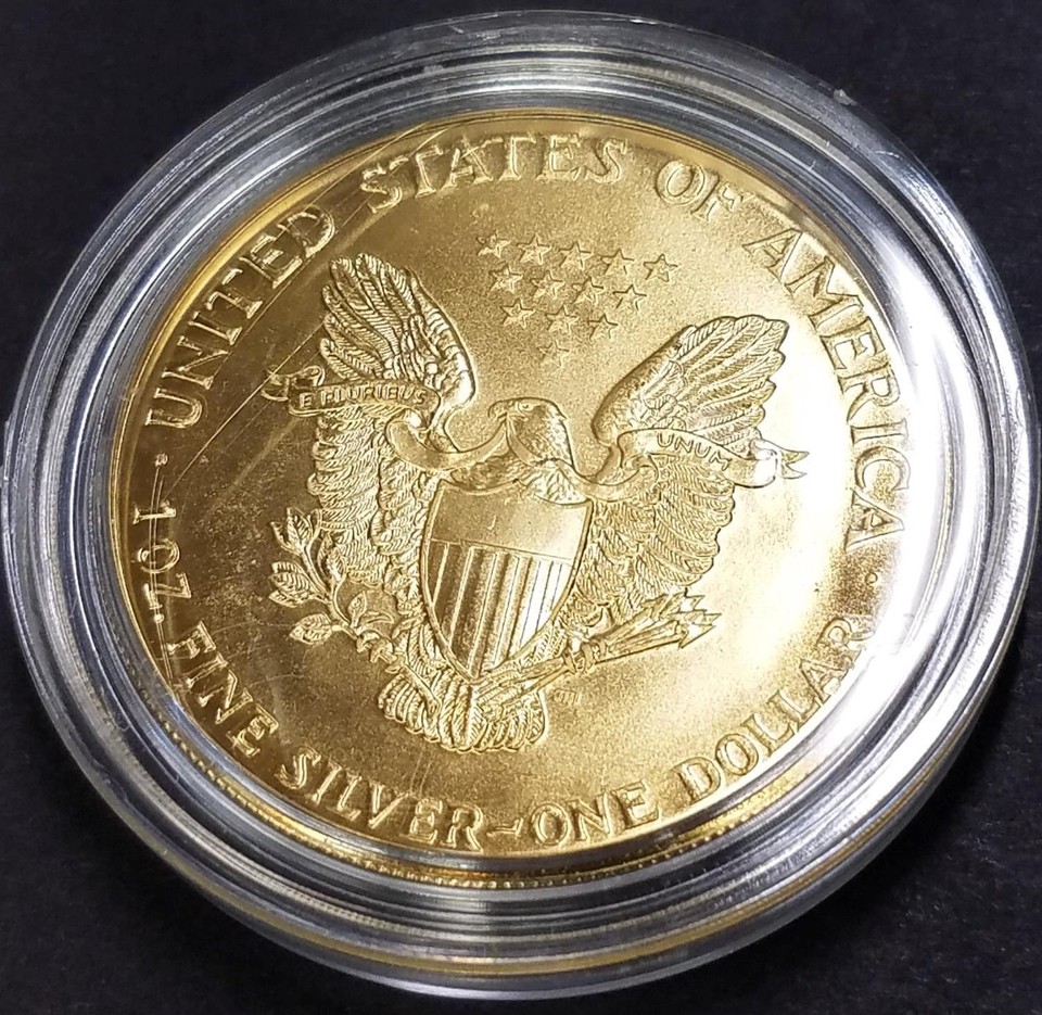 2000 American Silver Eagle | .999 Silver 1 oz Coin, ASE | Gold toned ...