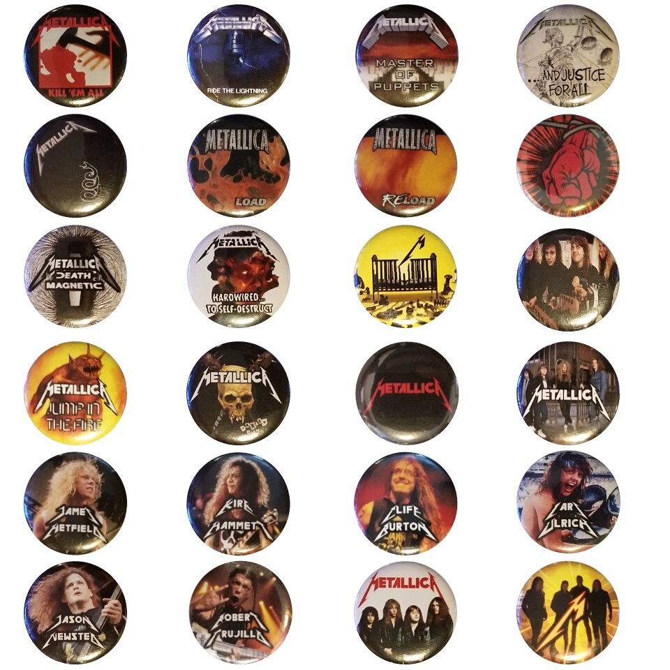 Metallica Buttons/Pins Lot-Of-24 - Full Discography, Members, EP's ...