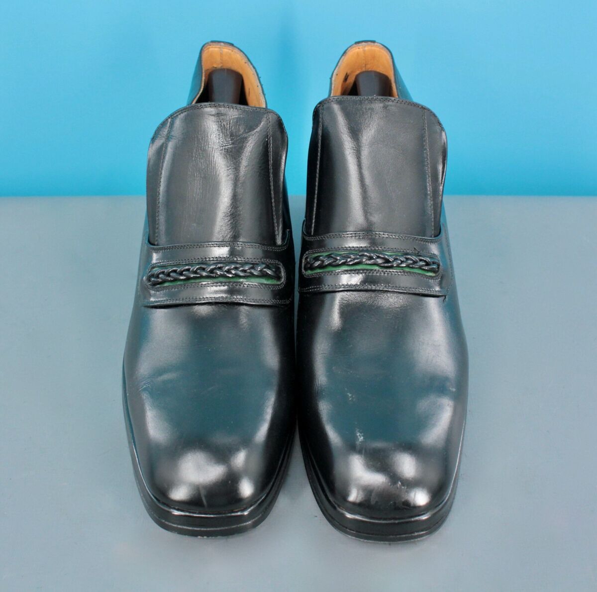 Men's VTG NOS 70s Black Leather Platform Shoes Sz 8 D 1970s Men's VTG NOS 70s Black Leather Platform Shoes Sz 8 D 1970s