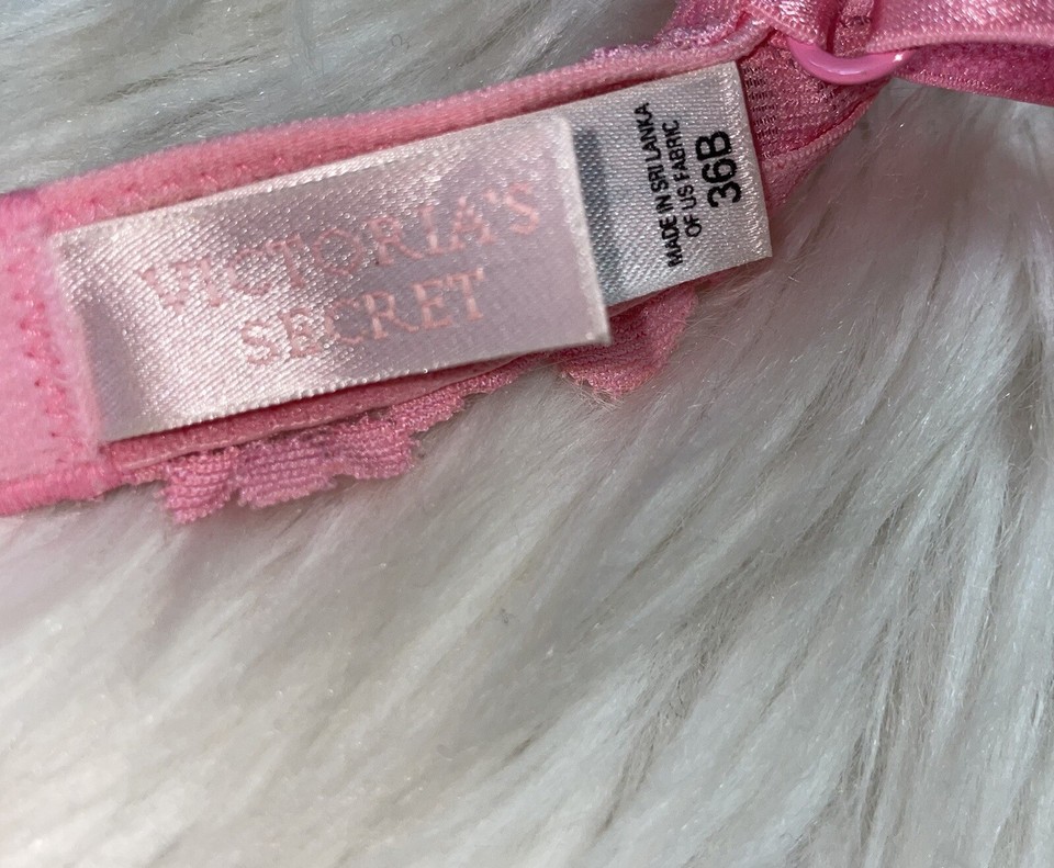 Victorias Secret Bra 36B Pink Lace Overlay Underwire Lined Pink Tag | eBay