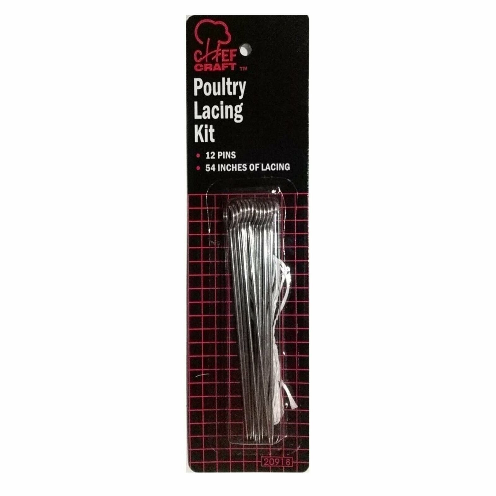 Chef Craft Poultry Meat Trussing Turkey Lacing Kit - with 12 Pins & 54 ...