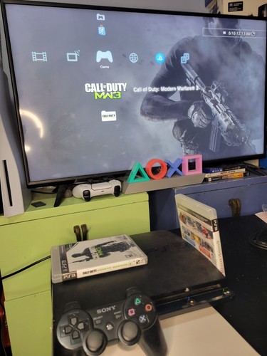 PS3 PlayStation 3 Slim 120GB Black Console CECH-2001A + OEM Controller 2 Games 711719801702| eBay