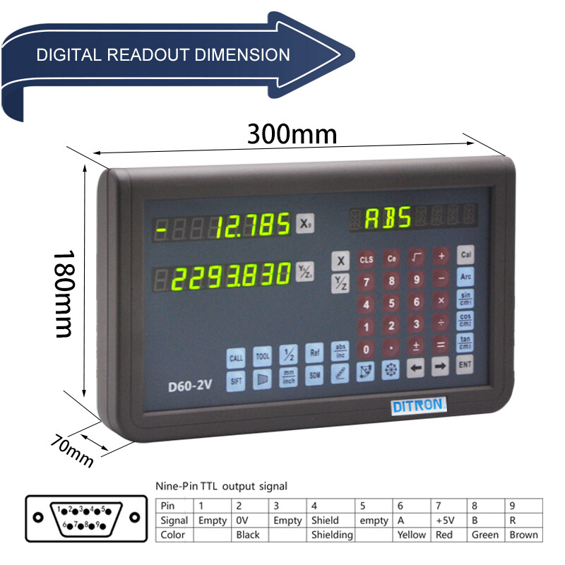 2/3Axis DRO 5um Magnetic Scale DRO Digital Readout Display Lathe ...