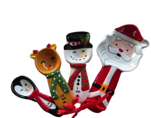 Sleigh Bell Bistro Christmas Measuring Spoons (4) Santa Snowman ...
