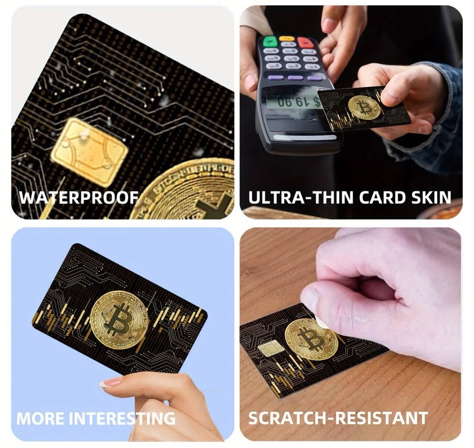 BITCOIN Crypto Coin Multi Gold Black Credit Debit Card Skin Sticker 2PC ...
