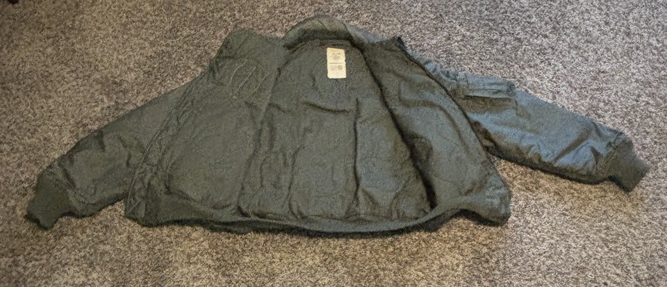 Flyer’s Jacket Cold Weather CWU-45/P US Navy Aramid Satin Green Men's L ...