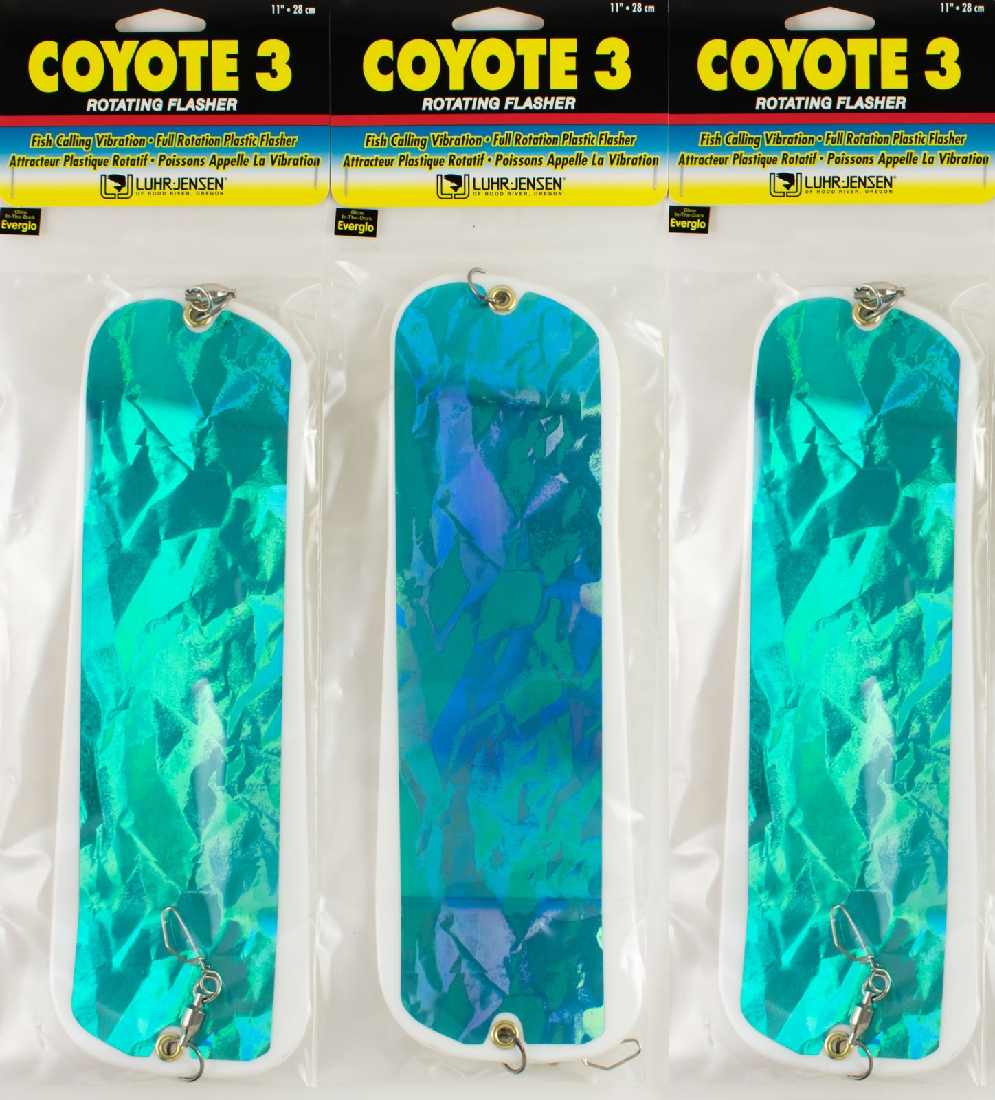 (LOT OF 3) LUHR JENSEN COYOTE 3 FLASHER 11" 5850-003-6103 WHT BLE BBL GLW CP2106 | eBay