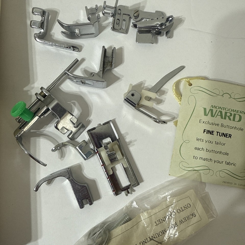 Vintage Montgomery Ward Signature Sewing Machine Box of Attachments ...