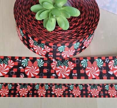7/8 & 1.5" (1 YD) Mickey Mouse Christmas Grosgrain Ribbon Disney Candy ...