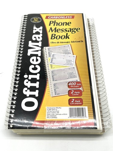 Officemax Carbonless 2-Part Phone Message Books 400 Sets Each Book ...