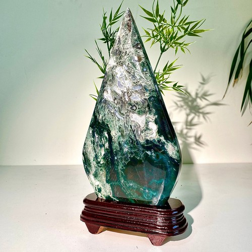 6.79LB Natural Water Grass Agate Crystal Products Water Drop Polishing ...