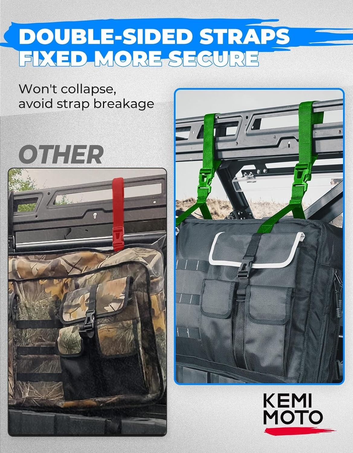 KEMIMOTO UTV Double Carrier Holder Tool Rack Case Rear Storage Bags ...