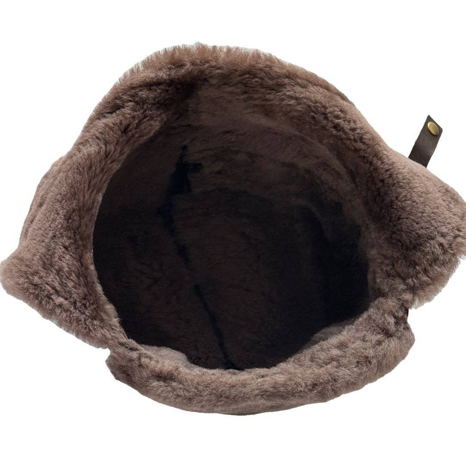 Real Shearling Sheepskin Trapper Hat Ushanka Hat – Winter Fur Hat with ...