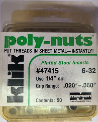 Marson Steel Poly-Nut 6-32 qty 50 47415 | eBay
