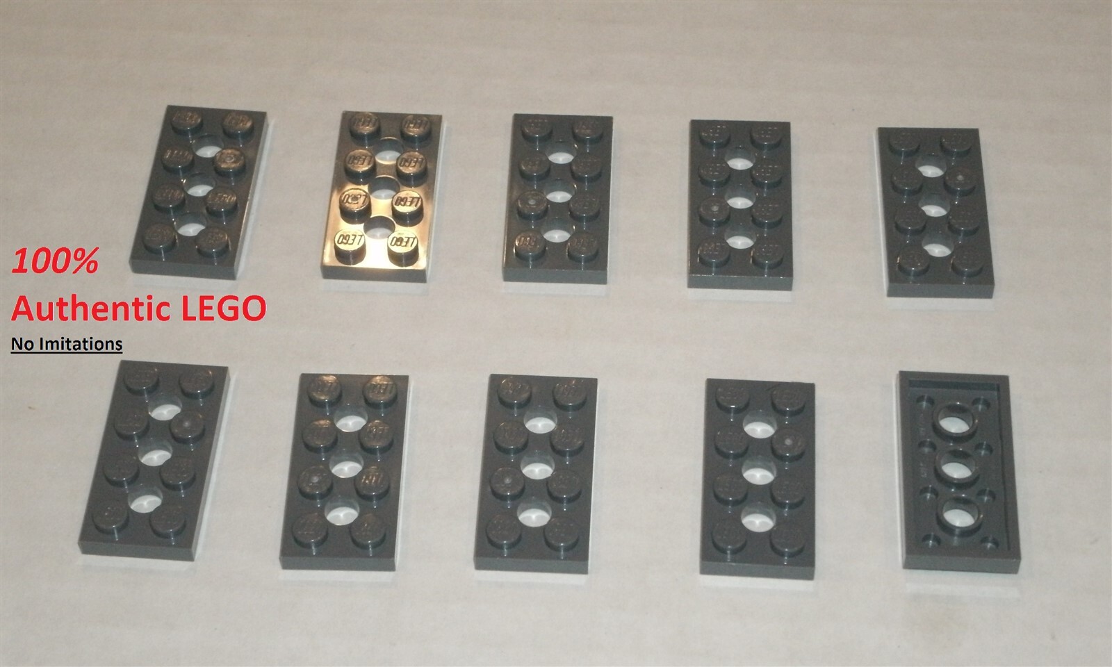 LEGO NEW 2x4 Dark Stone Grey Technic Plate with Holes (10x) 4227398 ...