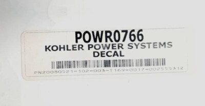Kohler Power Systems Generator Decal/Sticker POWR076/P0WR076/POWRO76 ...