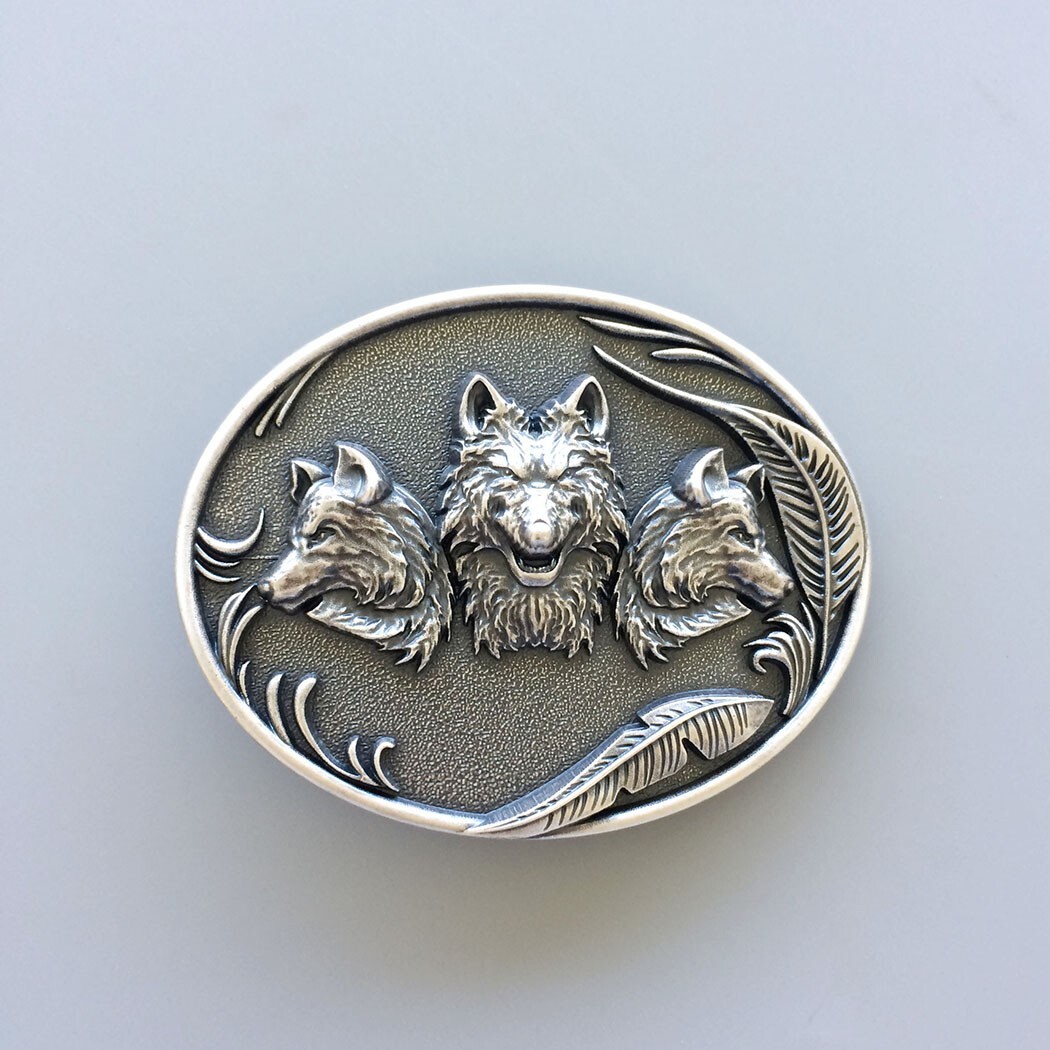 Vintage Silver Plated Western Wolves Oval Belt Buckle Gurtelschnalle | eBay
